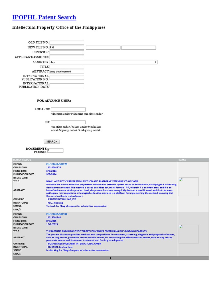 IPOPHL Patent Search: Intellectual Property Office of The Philippines ...