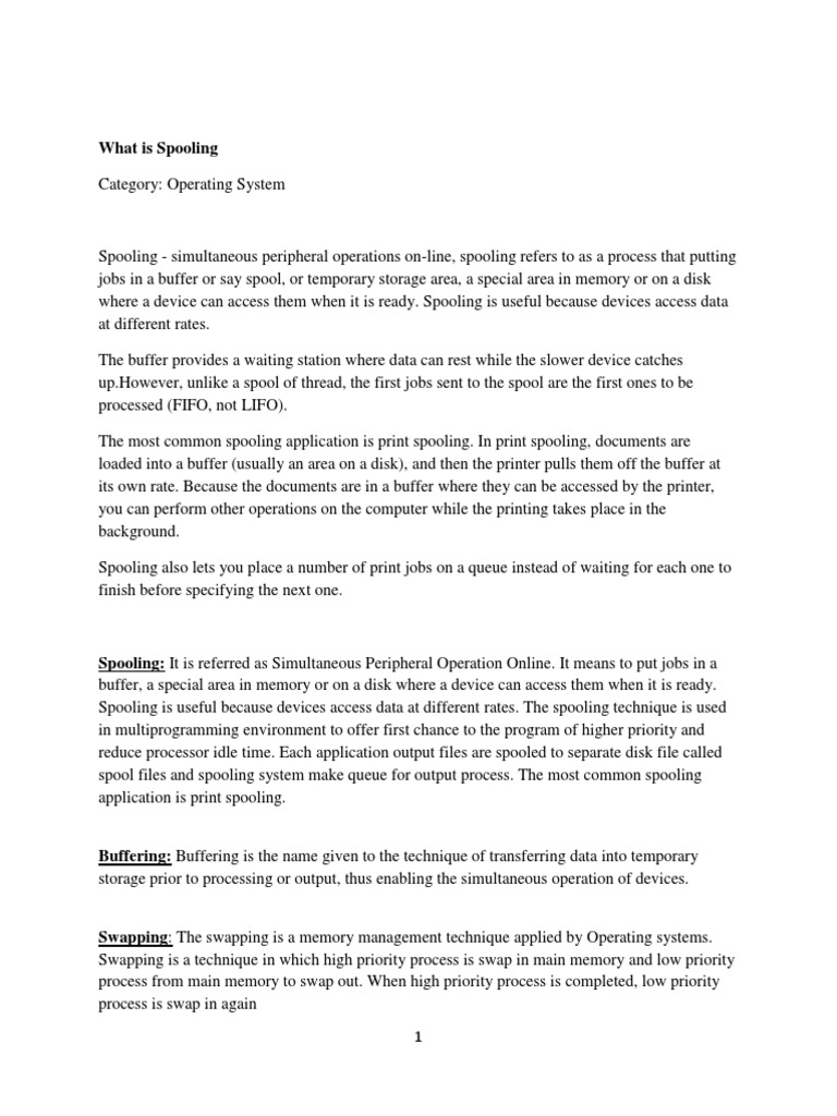 What Is Spooling | PDF | Cpu Cache | Data Buffer