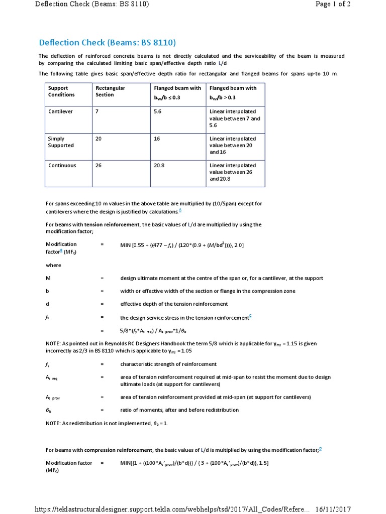 Deflection Check (Beams BS 8110) | PDF | Beam (Structure) | Building Engineering