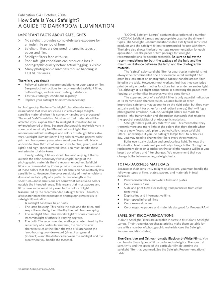 Darkroom Safelight Guidelines | PDF | Optical Filter | Exposure ...