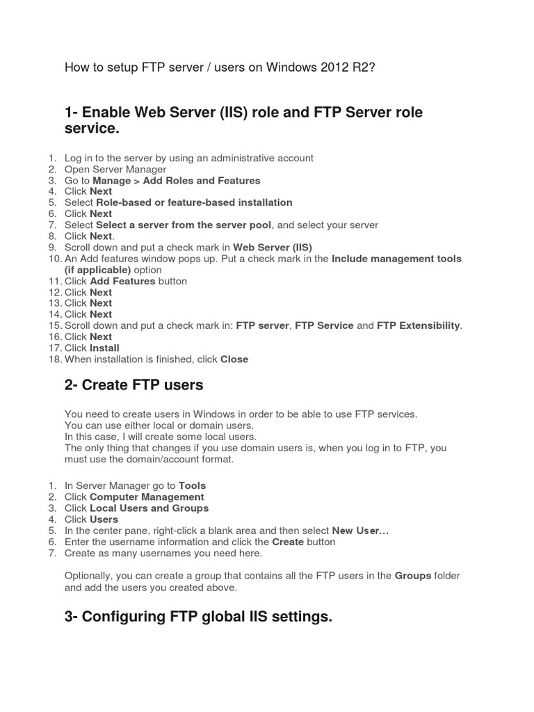 FTP Server in Windows 2012 | PDF | File Transfer Protocol | Internet ...