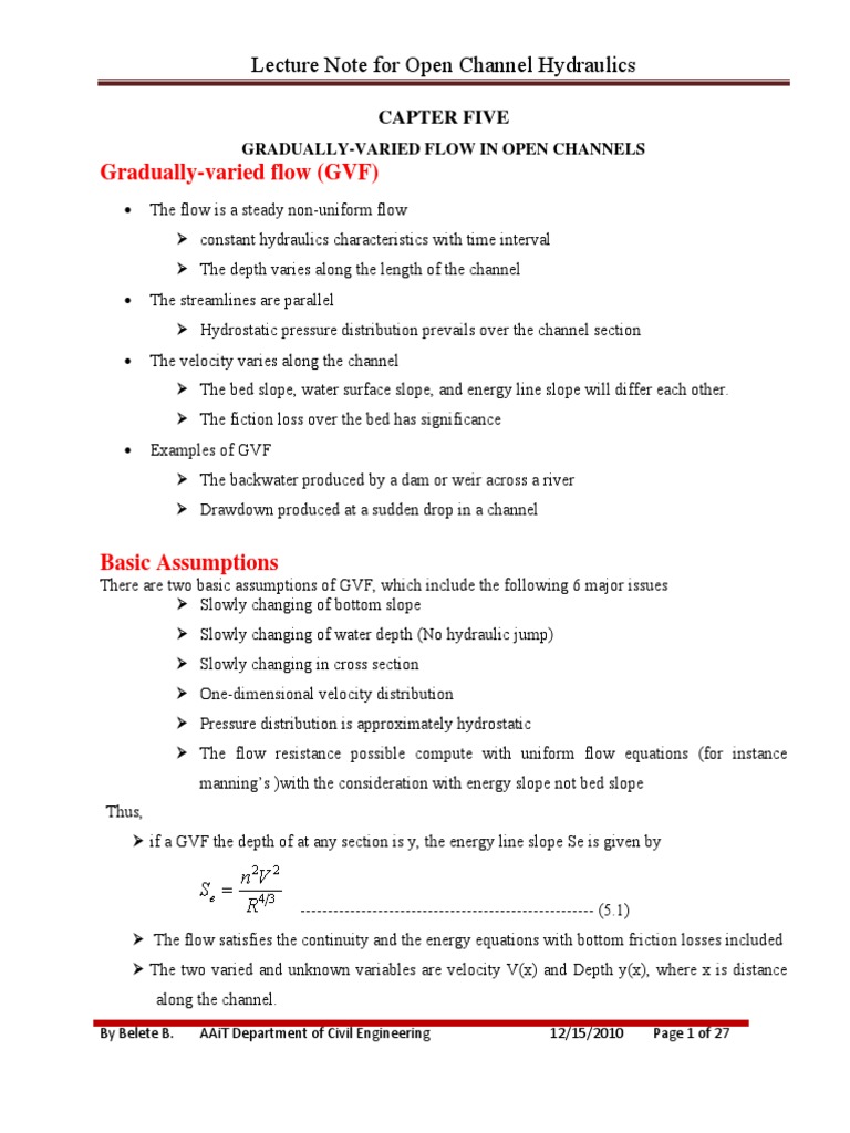 Lecture Note Ch-5 GVF | PDF | Chemical Engineering | Fluid Mechanics