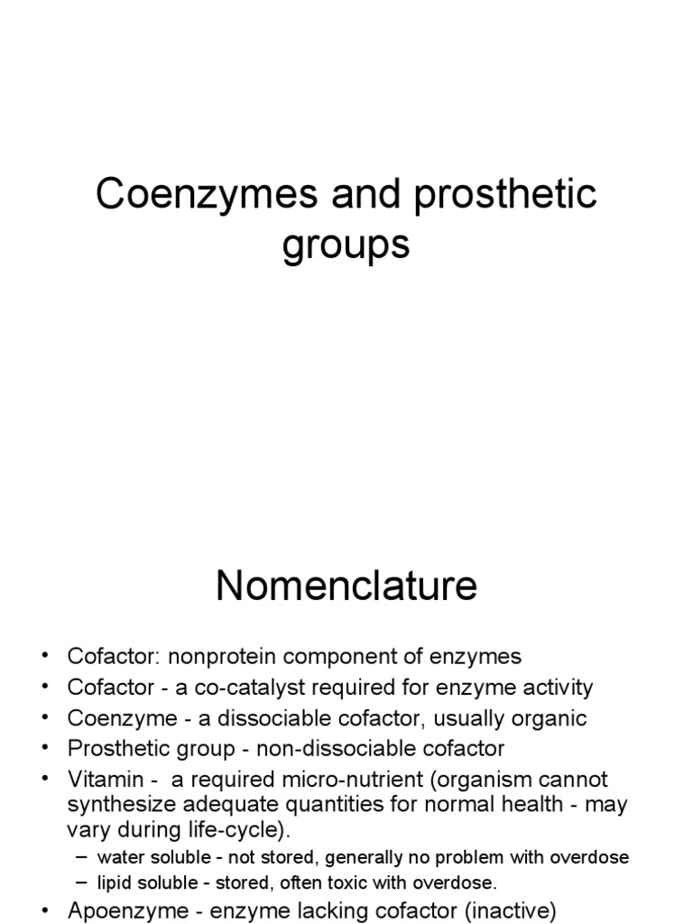 Coenzymes and Prosthetic Groups | PDF | Cofactor (Biochemistry) | Nicotinamide Adenine Dinucleotide