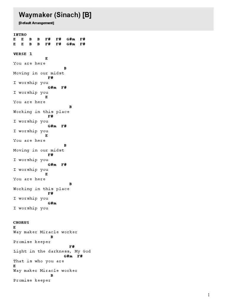 Waymaker (Sinach) - B | PDF | Mythology | Jesus