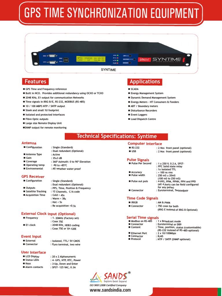 Gps Time Synchronization Equipment: F Us Eat Re Apliatons P Ci | PDF ...