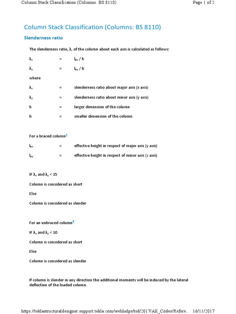 Column Stack Classification (Columns BS 8110) | PDF
