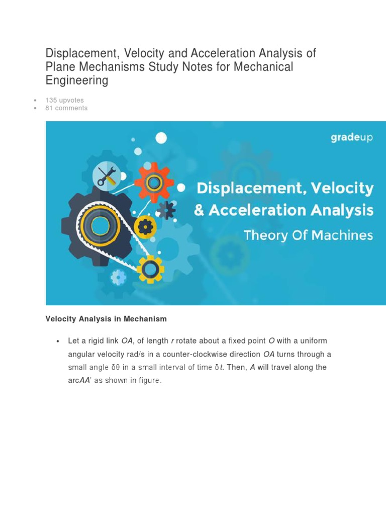 Displacement, Velocity and Acceleration Analysis of Plane Mechanisms ...