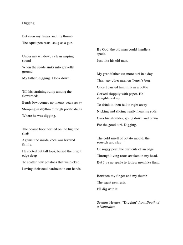 Digging by Seamus Heaney | PDF