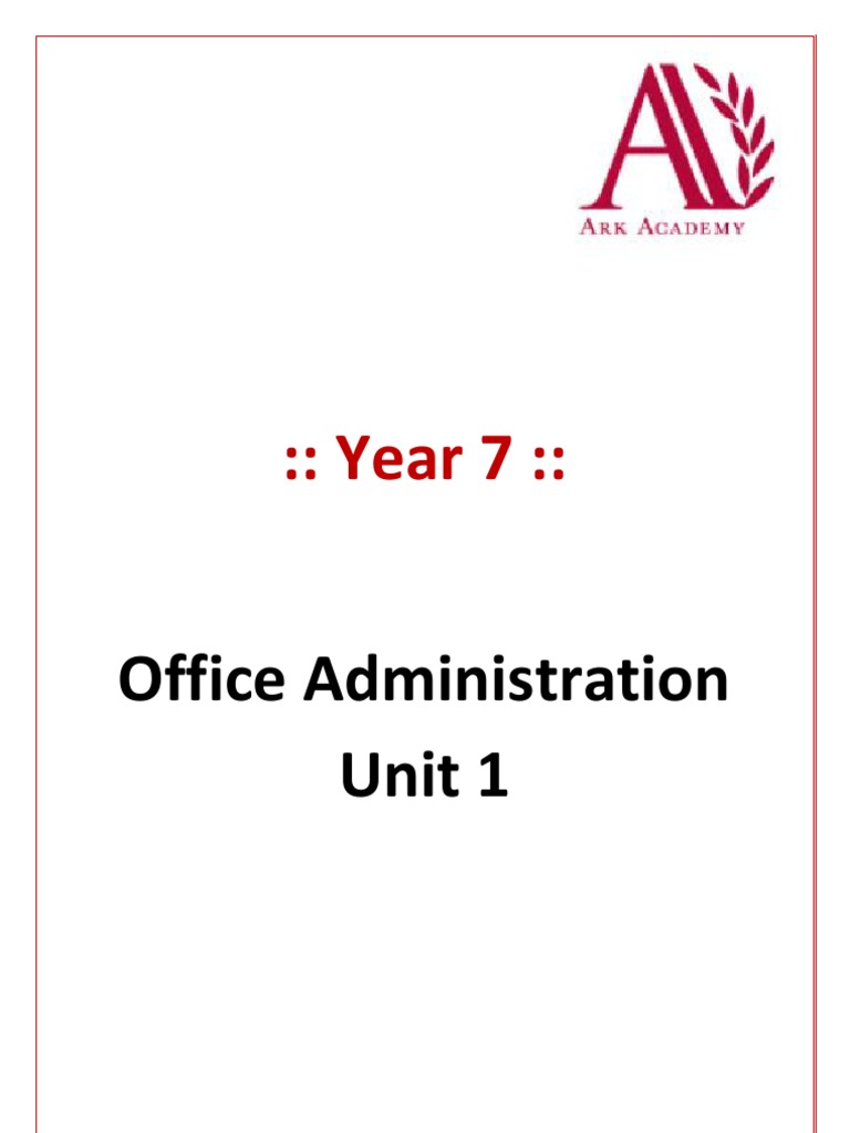 Year 7::: Office Administration Unit 1 | PDF | Spreadsheet | Typefaces