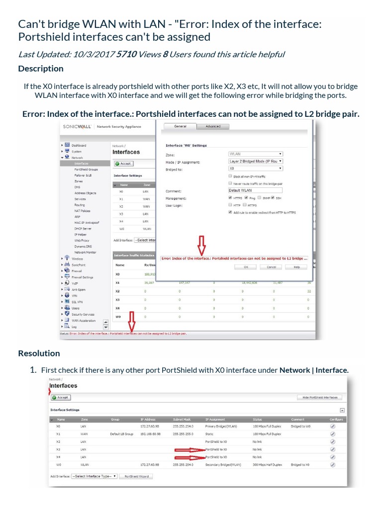 Cant Bridge WLAN With LAN - Error - Index of The Interface - Portshield ...