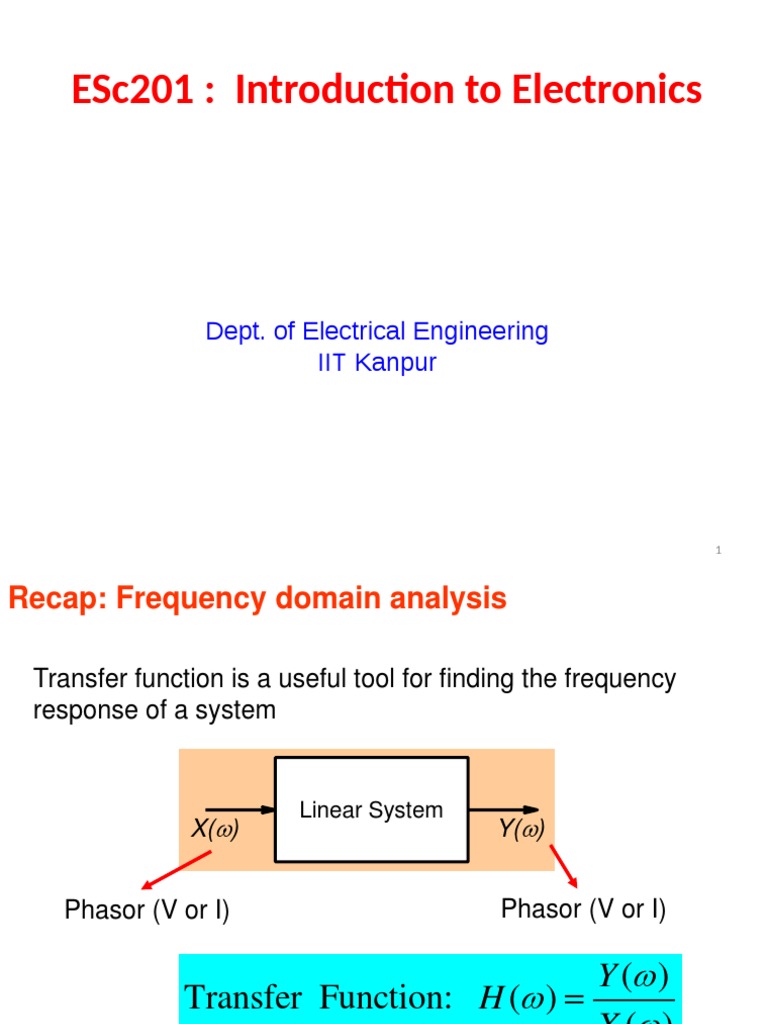 Esc201: Introducton To Electronics: Dept. of Electrical Engineering Iit ...