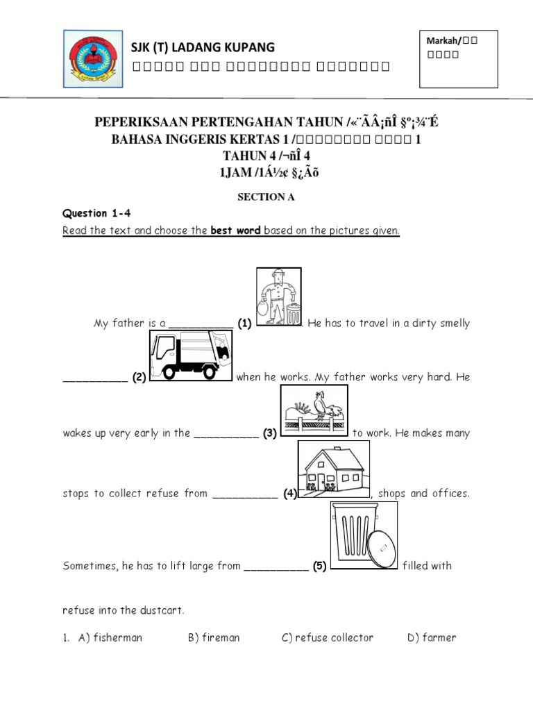 English Year 4 KSSR Paper 1 | PDF | Bagheera | Baloo