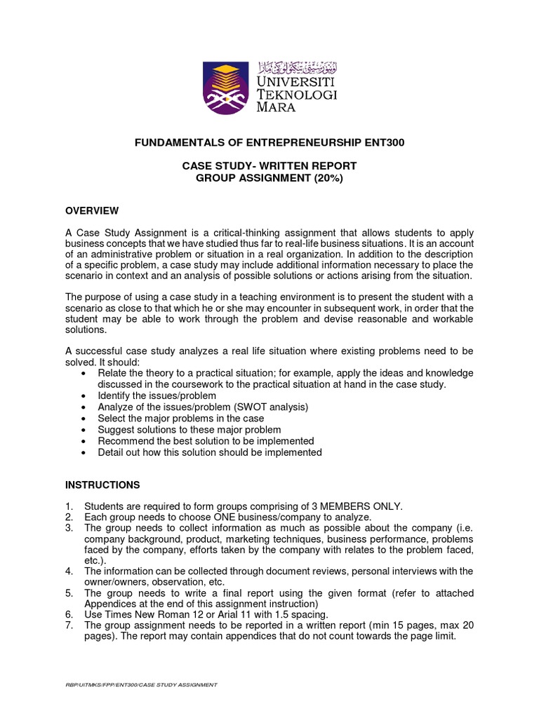Case Study Assignment Guideline | PDF | Case Study | Swot Analysis