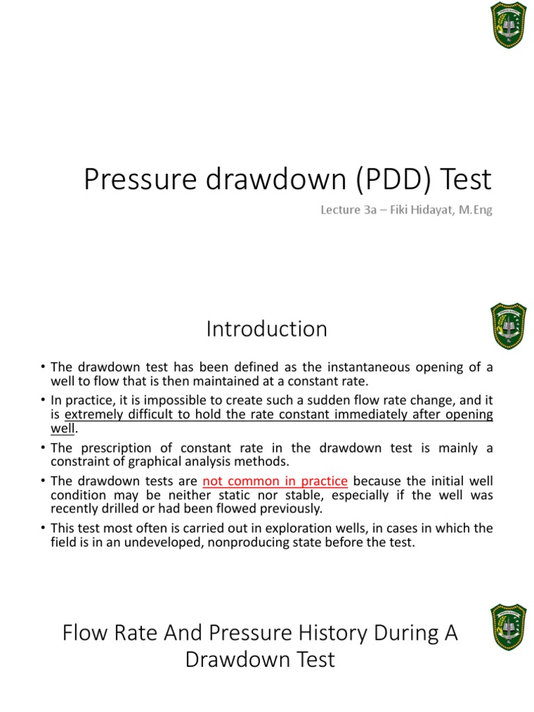 Pressure Drawdown (PDD) Test: Lecture 3a - Fiki Hidayat, M.Eng | PDF ...