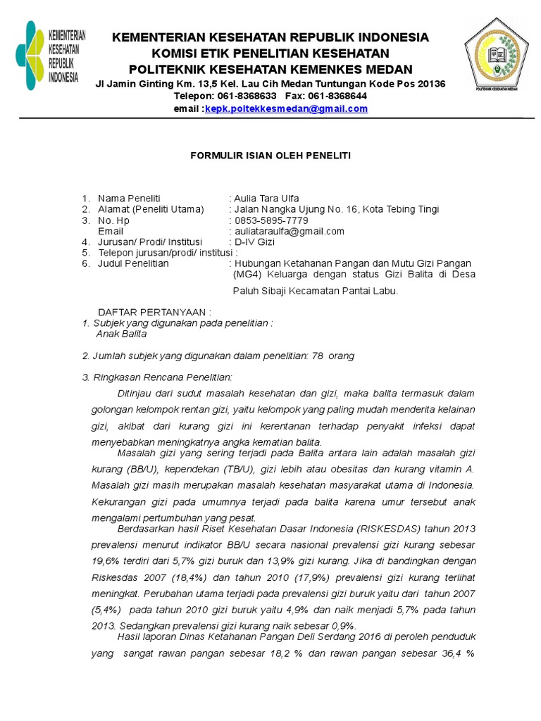 Contoh ETHICAL CLEARANCE