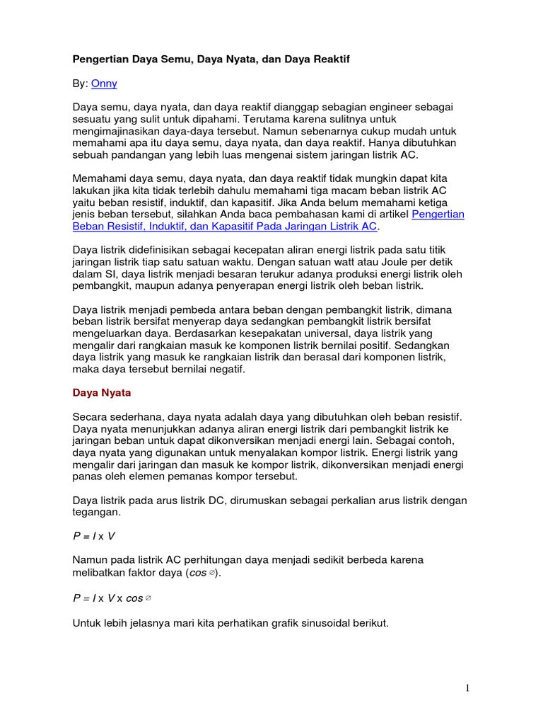 MENGERTIKAN DAYA SEMU, DAYA NYATA, DAN DAYA REAKTIF | PDF