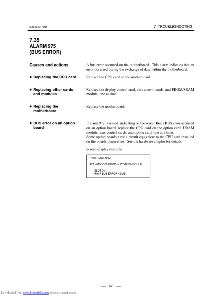 ALARM 975 (Bus Error) : Causes and Actions | PDF | Classes Of Computers ...