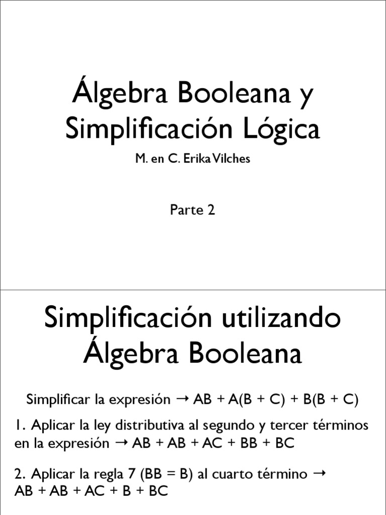 Algebra Booleana 2 | PDF | Multiplicación | Lógica matemática