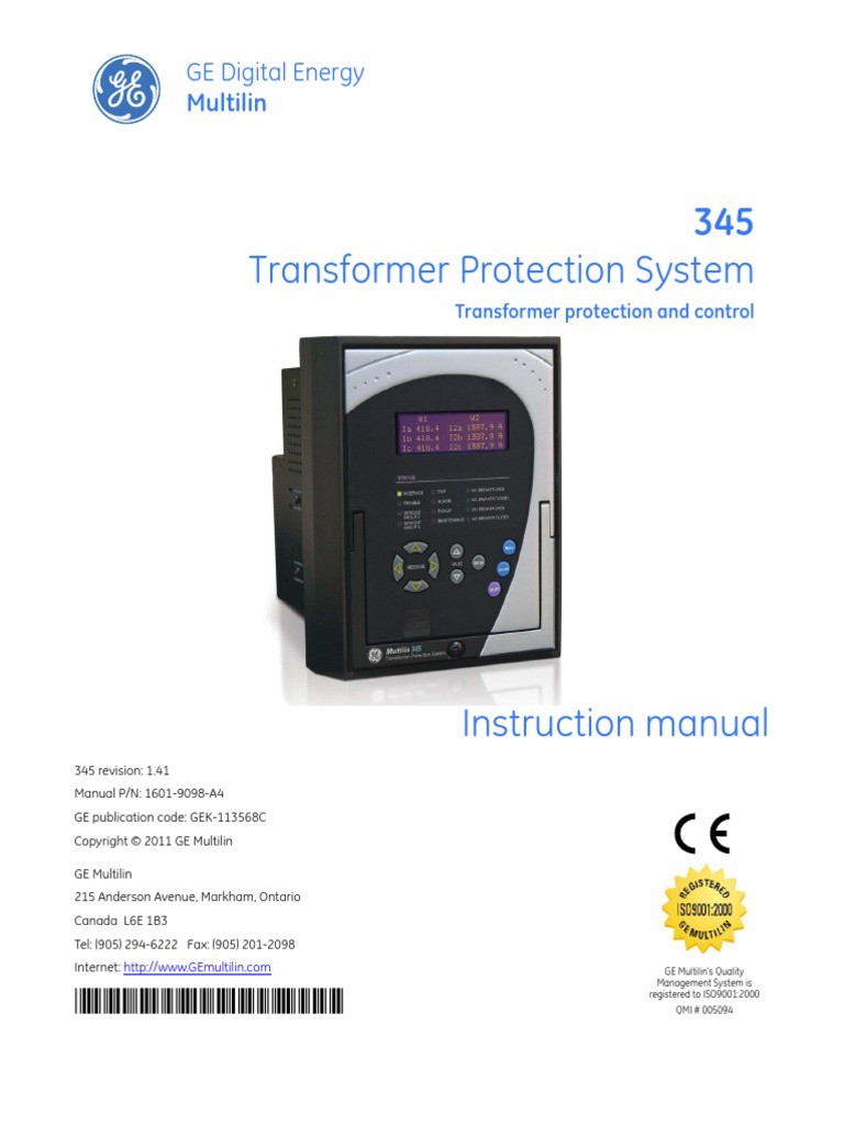 Manual Relé GE 345 | PDF | Relay | Discrete Fourier Transform