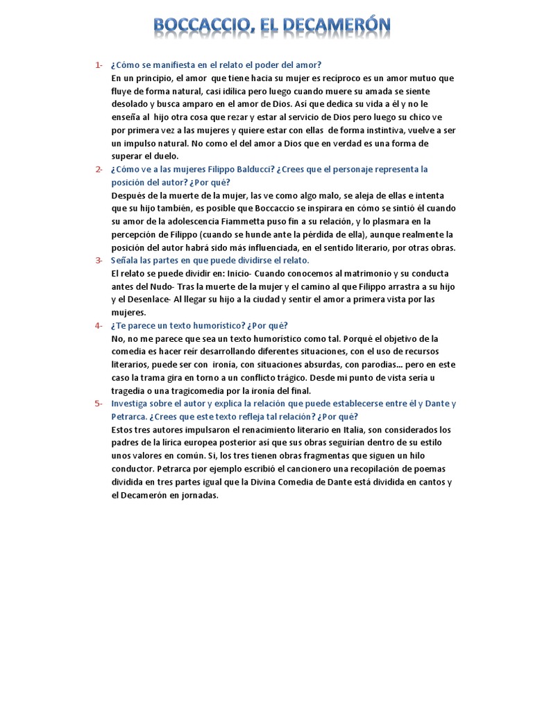 Boccaccio, El Decameron | PDF | Giovanni Boccaccio | Humor