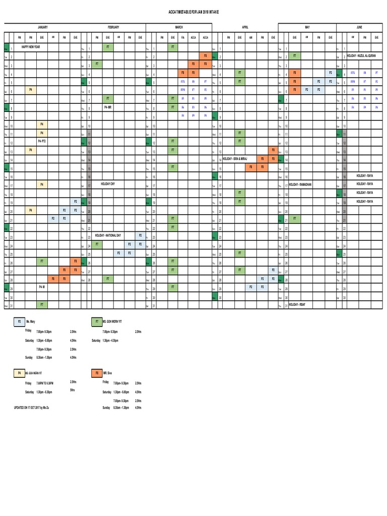 Acca - January Timetable 2018 | PDF | Sports