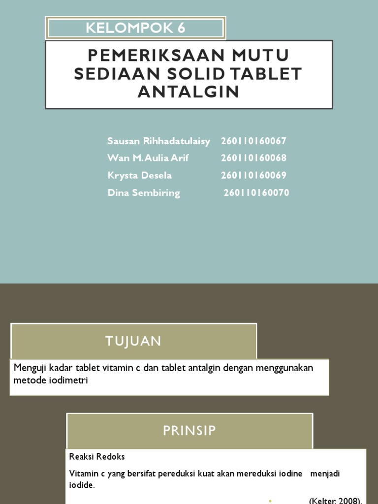 Kelompok 6 - Tablet Antalgin | PDF