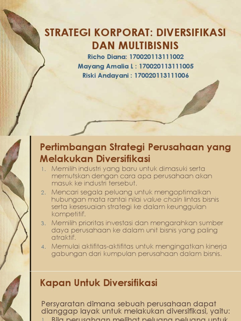 Strategi Korporat: Diversifikasi Dan Multibisnis | PDF | Karier ...
