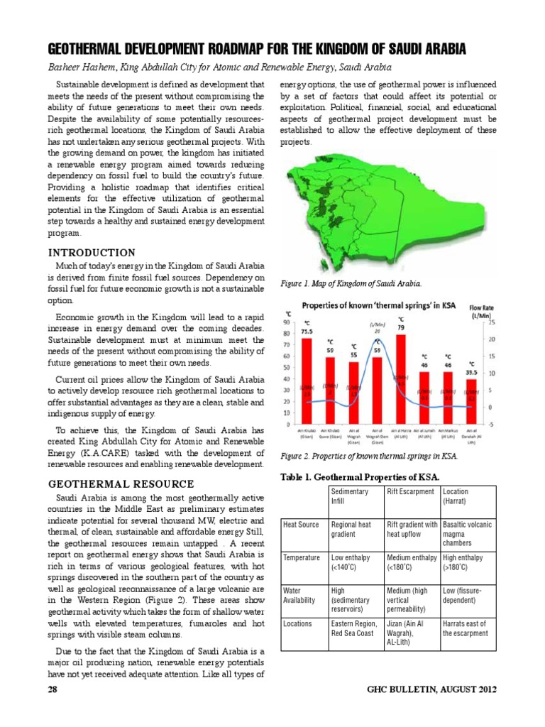 Geothermal Development Roadmap For The Kingdom of Saudi Arabia ...