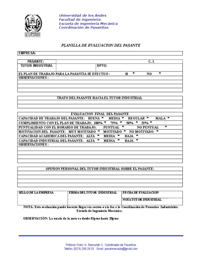 Formato de Evaluación Del Tutor Industrial | PDF