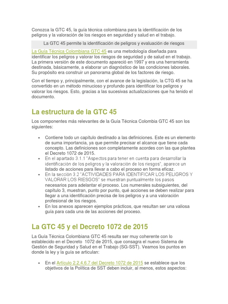Conozca La GTC 45 | PDF | Riesgo | Probabilidad