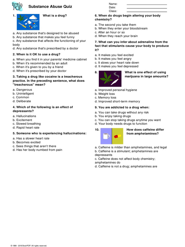 Substance Abuse Quiz | PDF | Stimulant | Substance Abuse