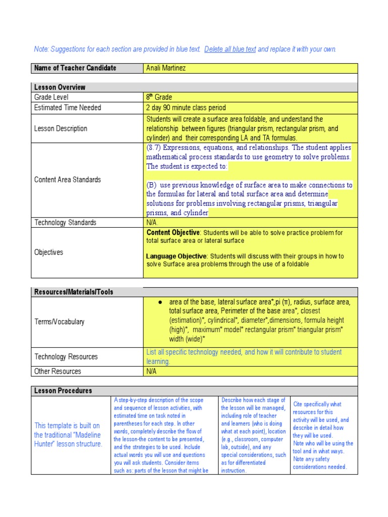 Surface Area Foldable Lesson-2 | PDF | Area | Cognitive Science