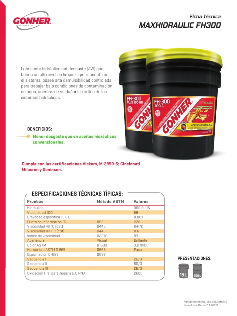 FT - FH300 GONHER (Iso 68) | PDF