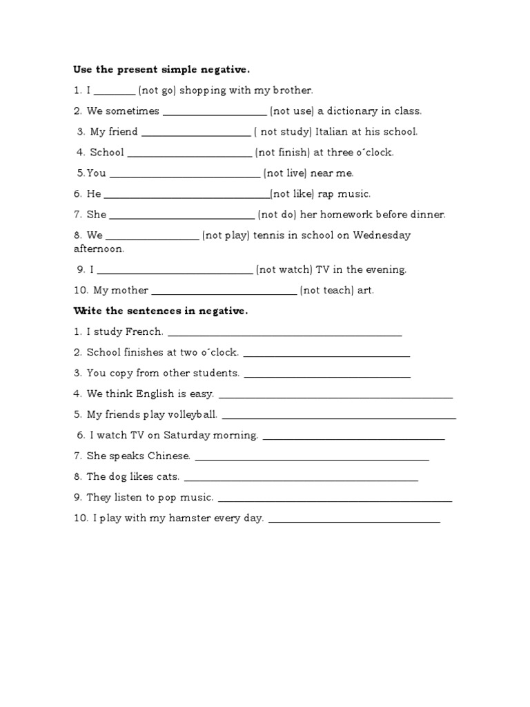 Negative And Interrogative Pdf