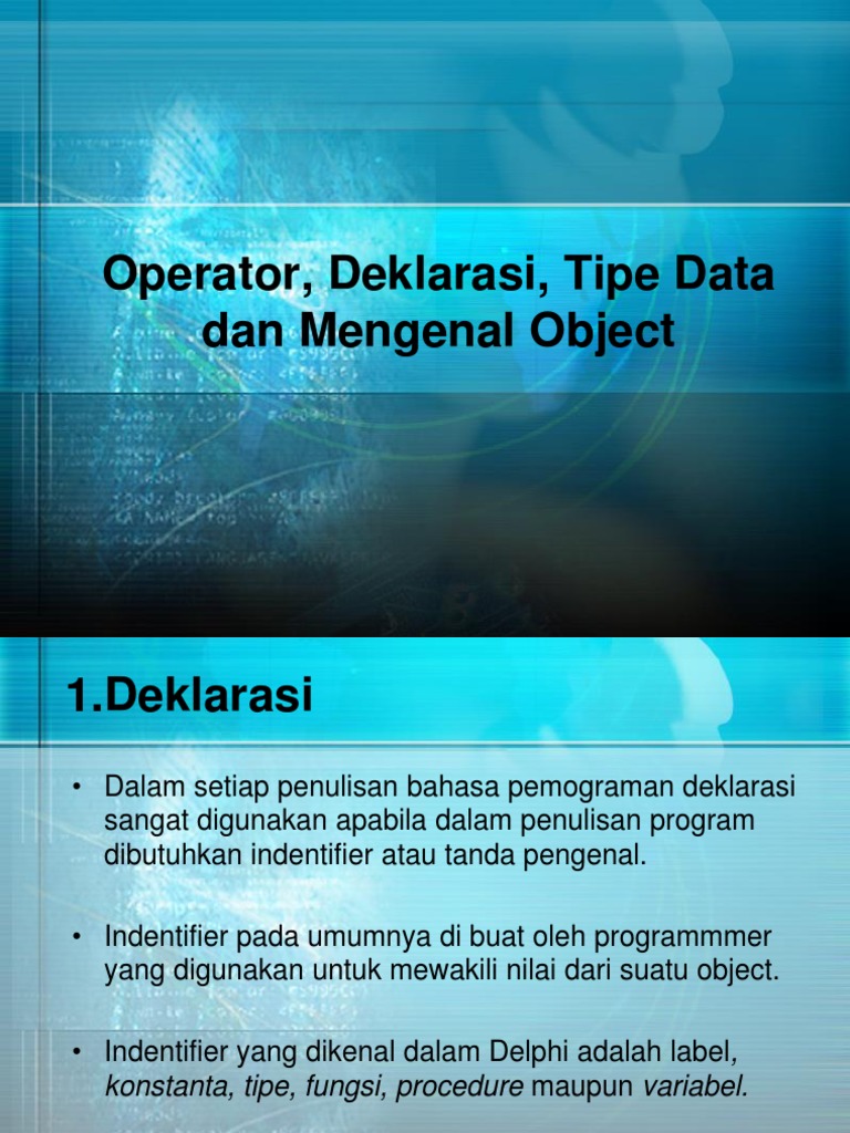 Deklarasi dan Tipe Data dalam Delphi | PDF