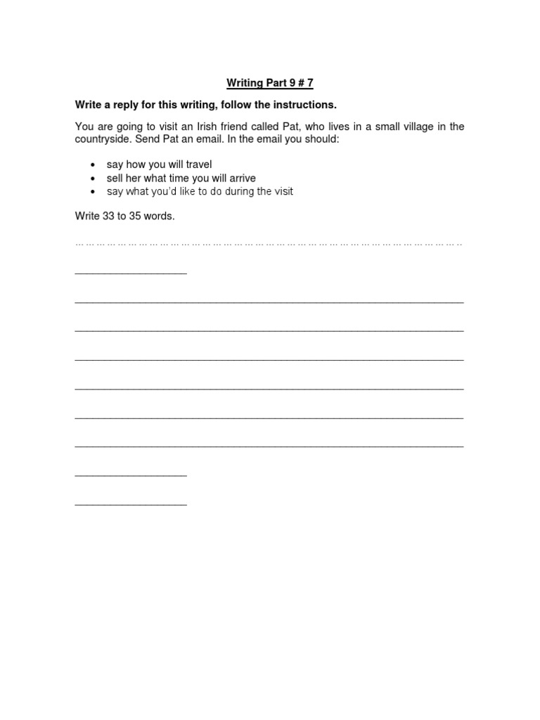 KET Writing Part 9 No 7 | PDF