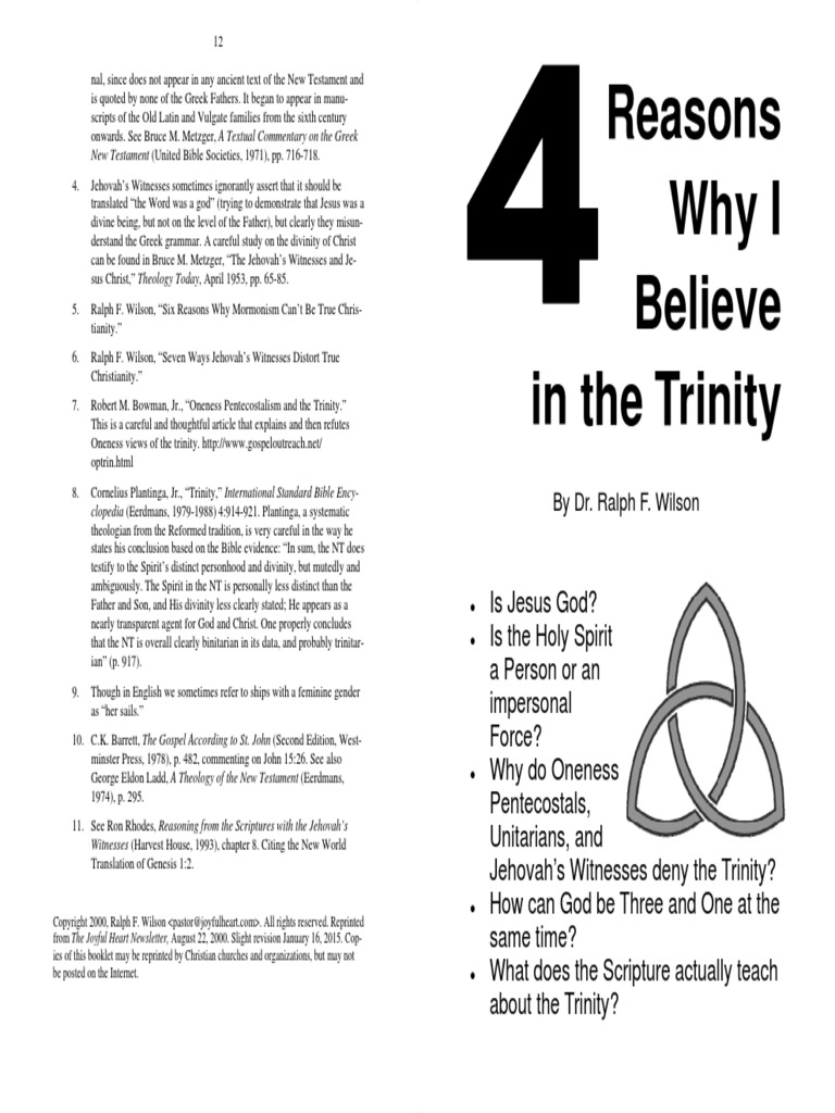Trinity Brochure Ralph F Wilson | PDF | God The Father | Trinity