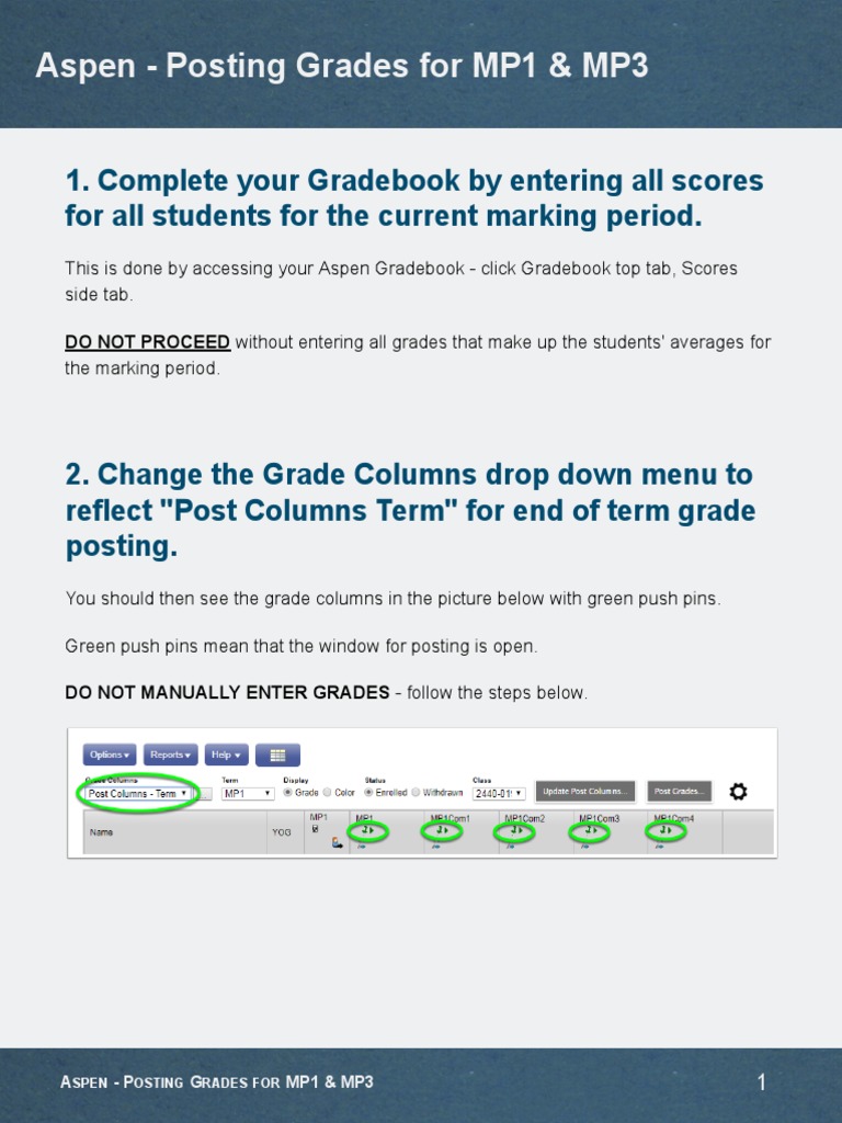 Aspen Posting Grades mp1 | PDF | Menu (Computing) | Button (Computing)
