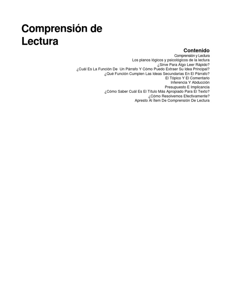 Comprension Lectora | PDF | Inferencia | Lectura (proceso)