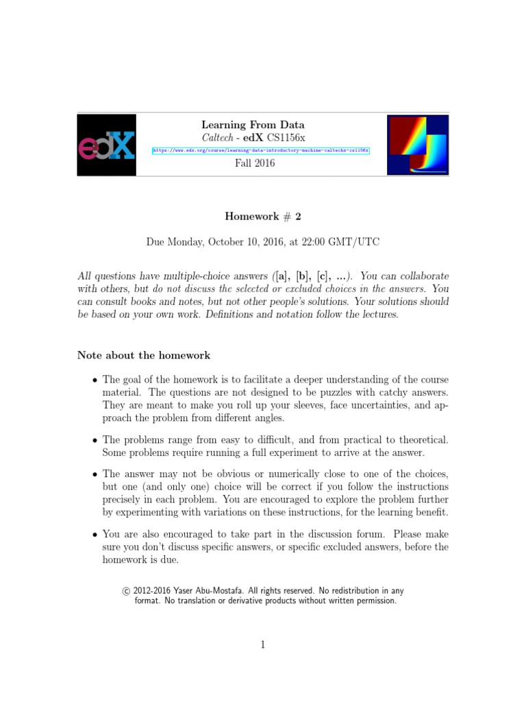 Learning Data Machine Learning Caltech edX | PDF | Statistical ...