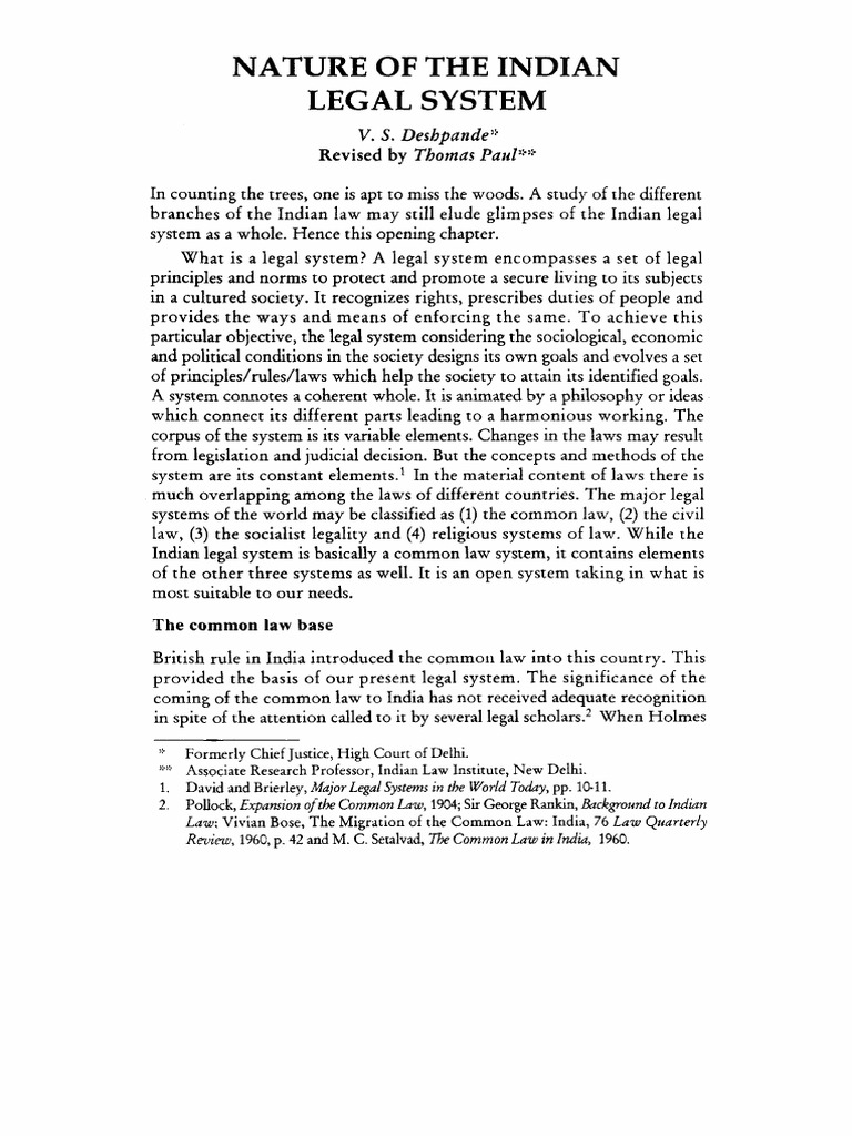 Nature of The Indian Legal System | PDF | Common Law | Rule Of Law