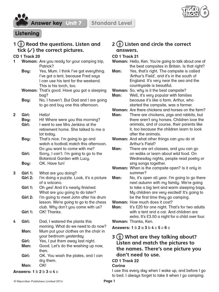 Test Test Unit 7: Listening Answer Key | PDF