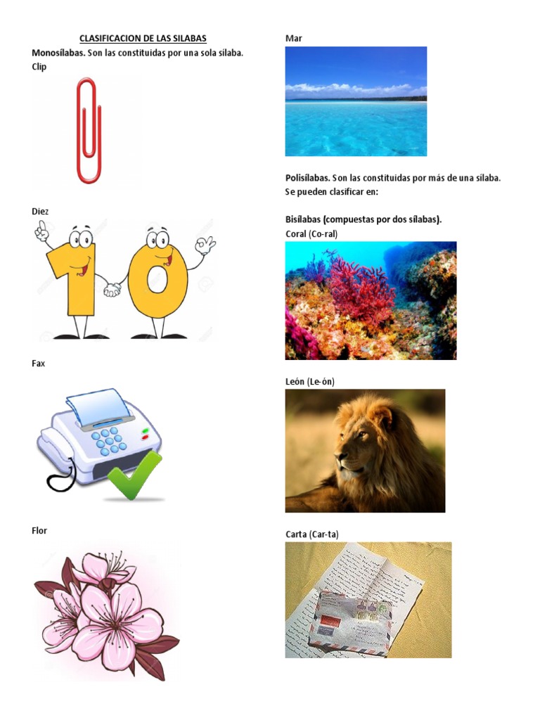 Clasificacion de Las Silabas | PDF