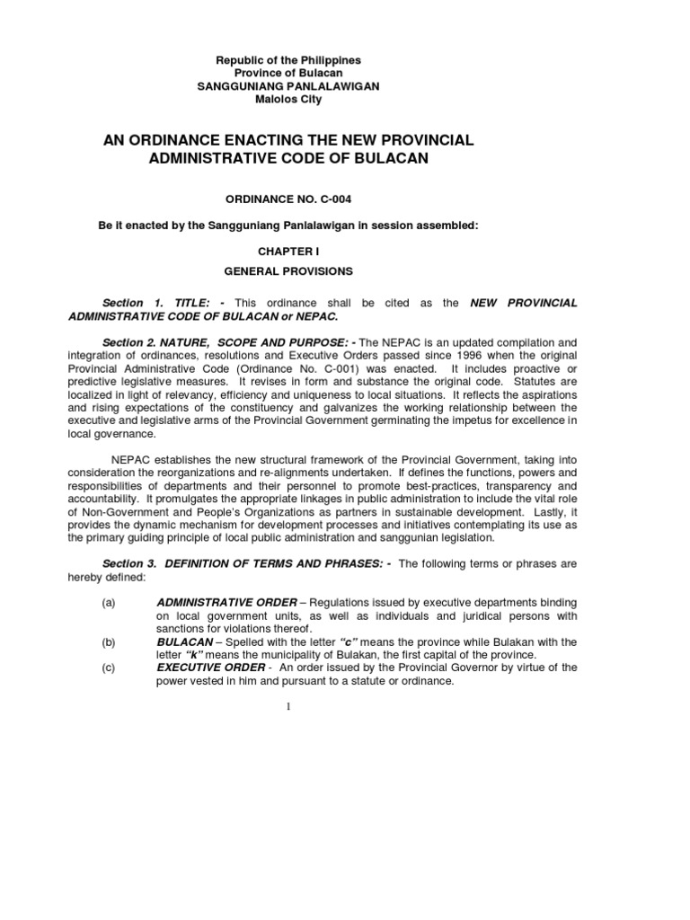 New Provincial Administrative Code of Bulacan | PDF | Employment ...