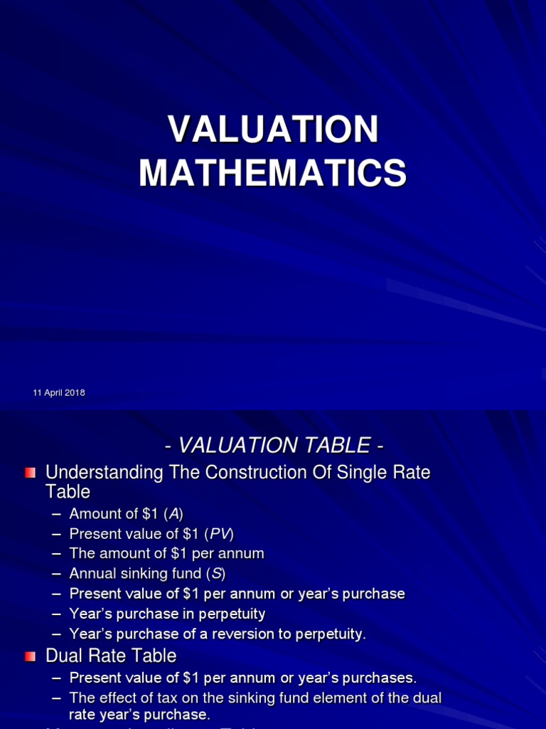 Valuation Maths (3&4) 15.7.09 | PDF | Present Value | Compound Interest