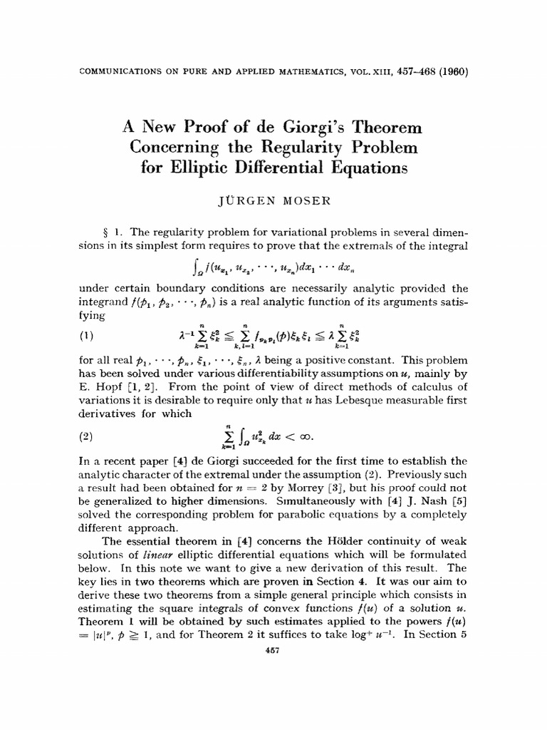 Of For: New Proof Giorgi's Theorem Concerning The Problem Elliptic ...