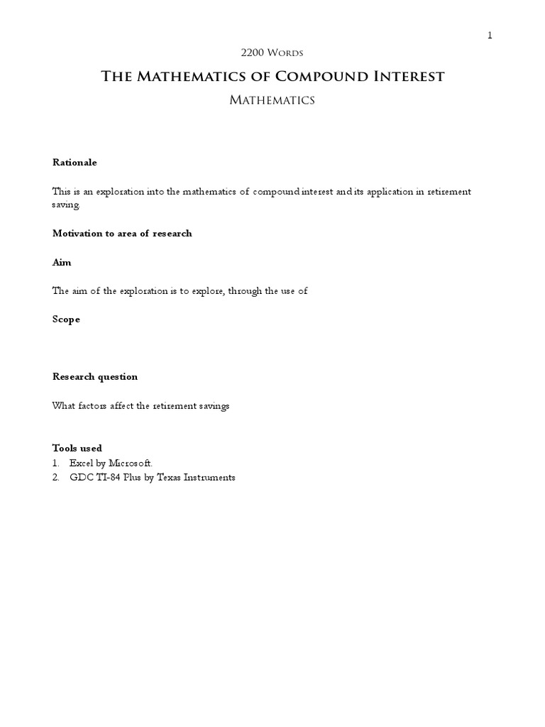 Mathematics Internal Assessment Oo | PDF | Swedish Krona | Compound ...
