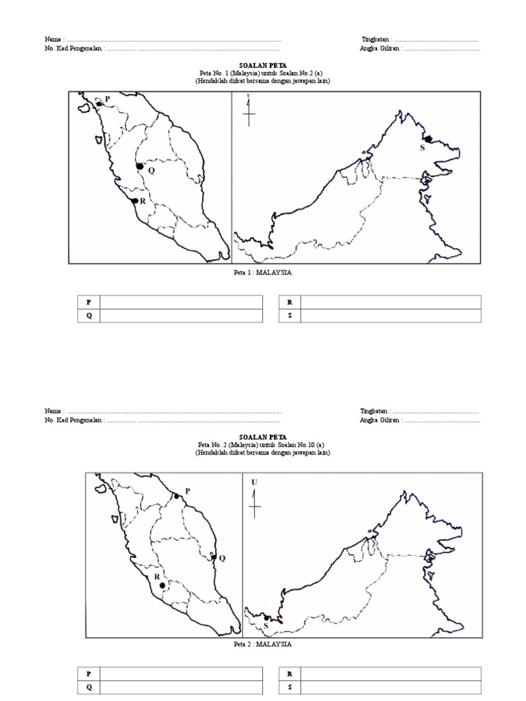 Soalan Peta Malaysia untuk Pelajar | PDF