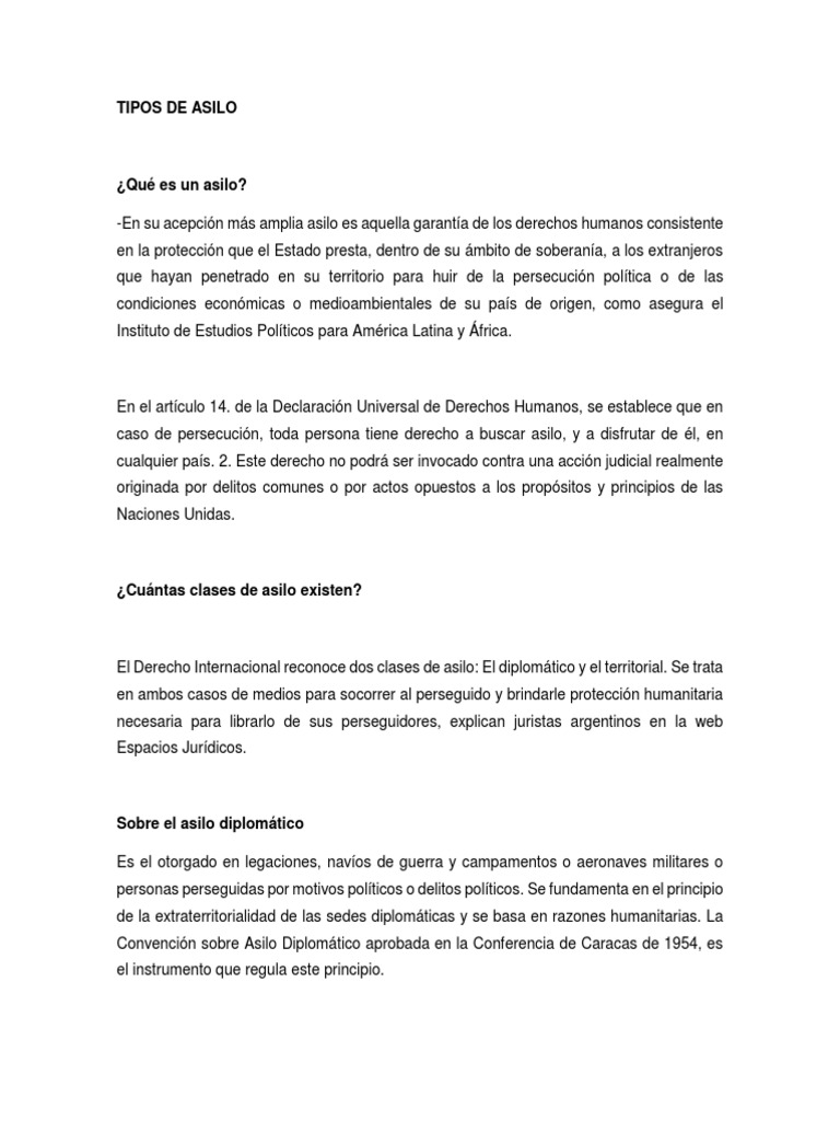 Tipos de Asilo | PDF | Solicitante de asilo | Persecucion