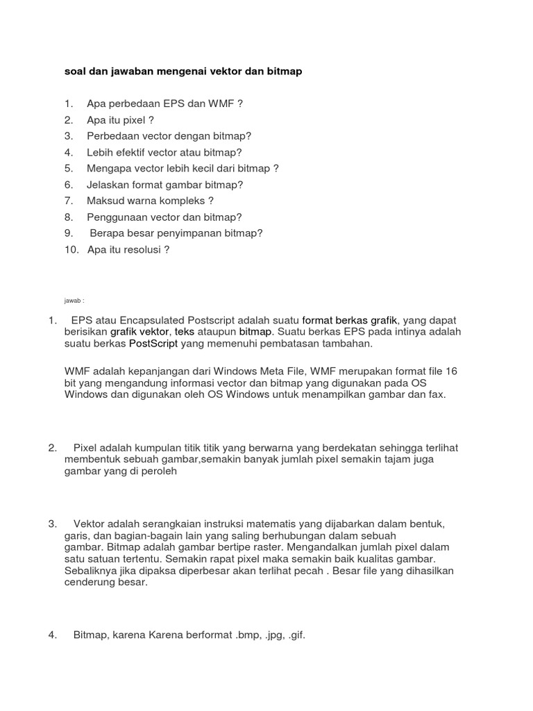 Soal Dan Jawaban Mengenai Vektor Dan Bitmap | PDF